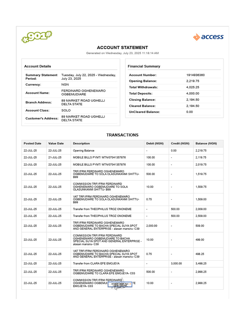 Signed Statement 2 | PDF | Financial Services | Banking