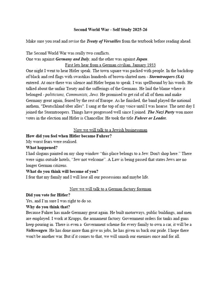 Second World War - Self Study - 2025-26 | PDF | Atomic Bombings Of ...