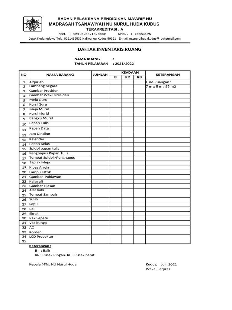 Daftar Inventaris | PDF