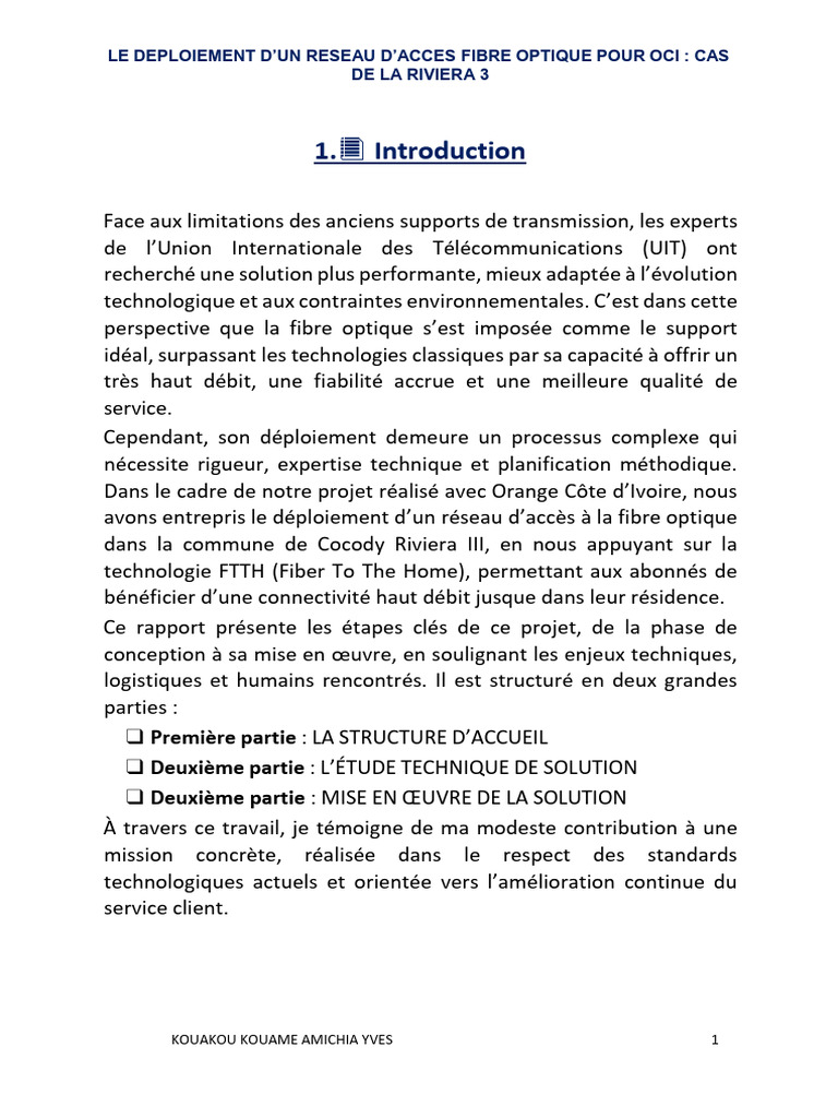 Memoire Corrige Apres La Soutenance Du 13 | PDF | Fibre optique | FTTx
