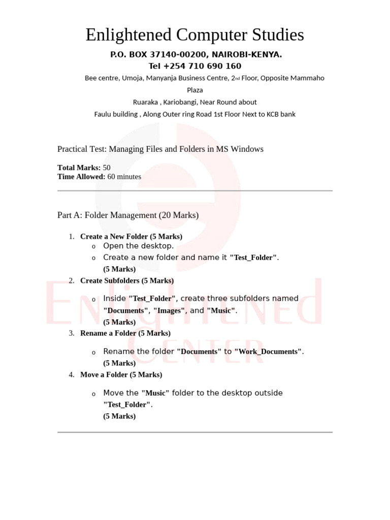 Ms Windows Practical Exam | PDF | Computer File | Operating System Technology