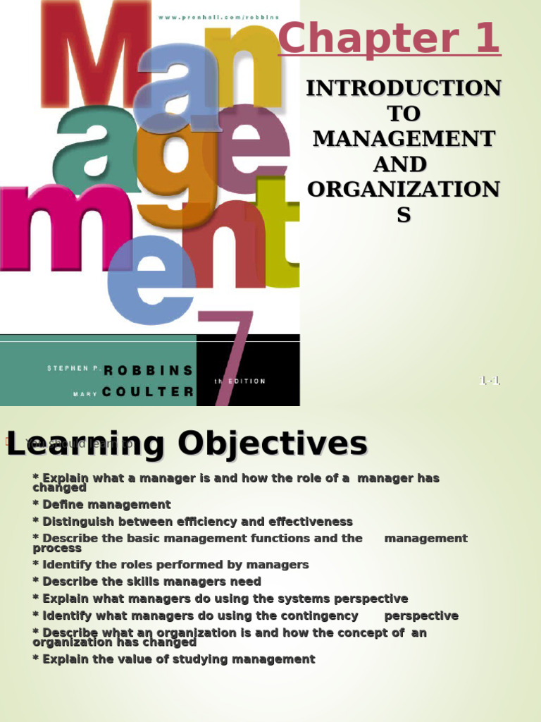 Intro To Management Chap 01 | PDF | System | Goal