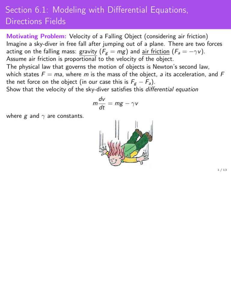 Differential Equations and Direction Fields | PDF | Force ...