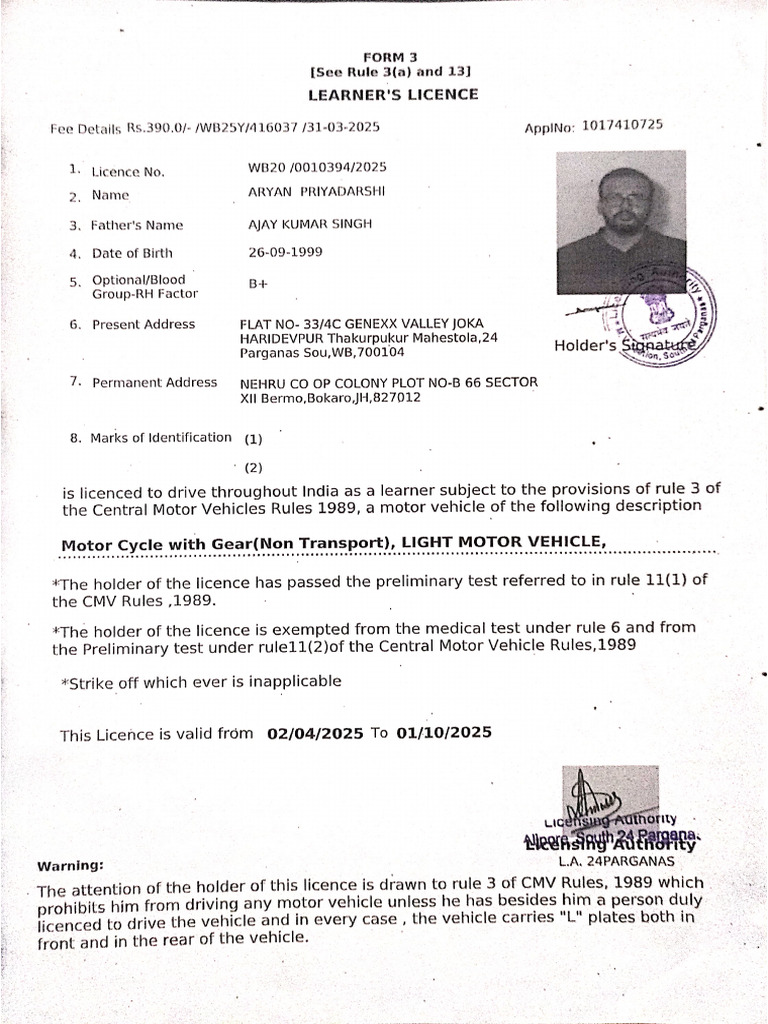 Learner Licence | PDF