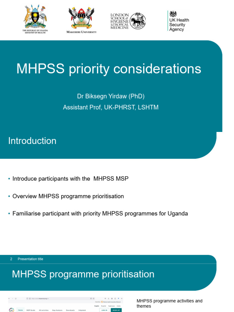 MHPSS Prioritization for Uganda Outbreaks | PDF | Psychosocial | Mental ...
