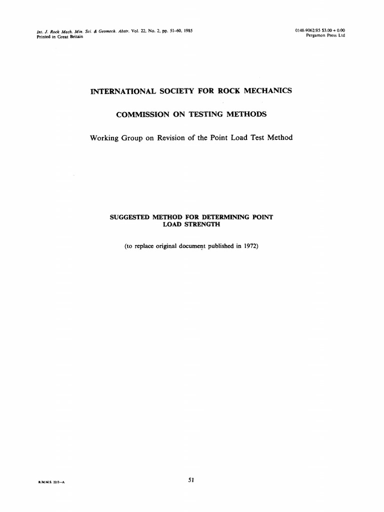 ISRM SM, Point Load Strength | PDF | Applied And Interdisciplinary ...
