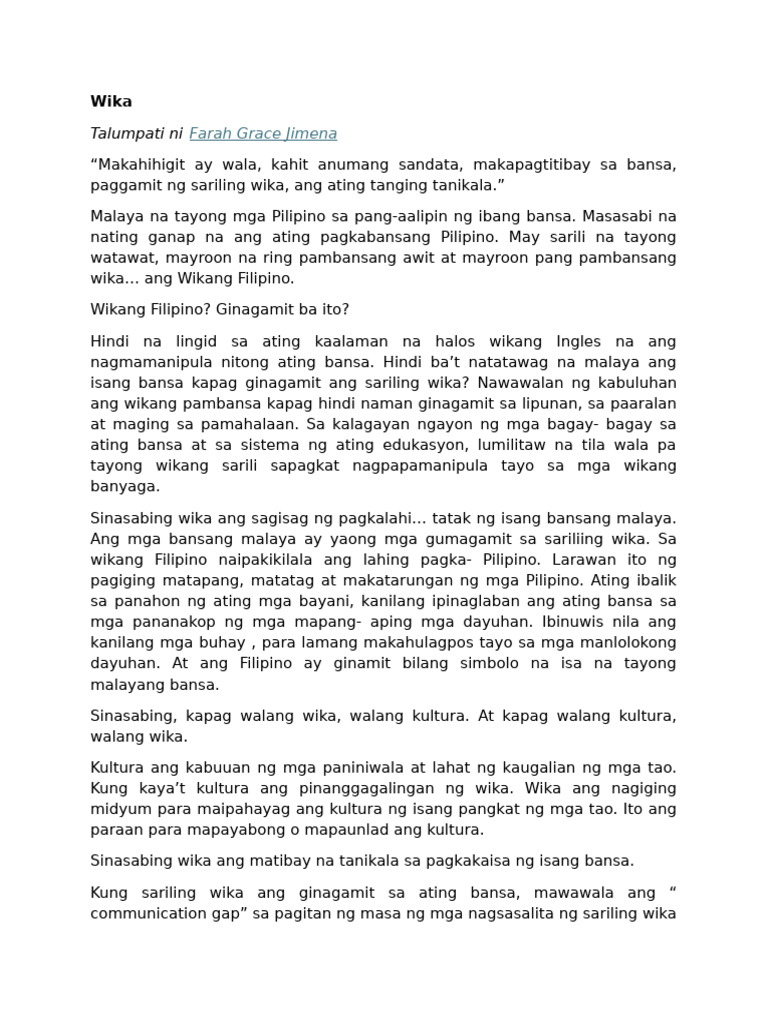 Halimbawa NG Talumpati | PDF