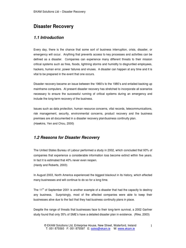 Disaster Recovery: Sales@ekam - Ie WWW - Ekam.ie | PDF | Business ...