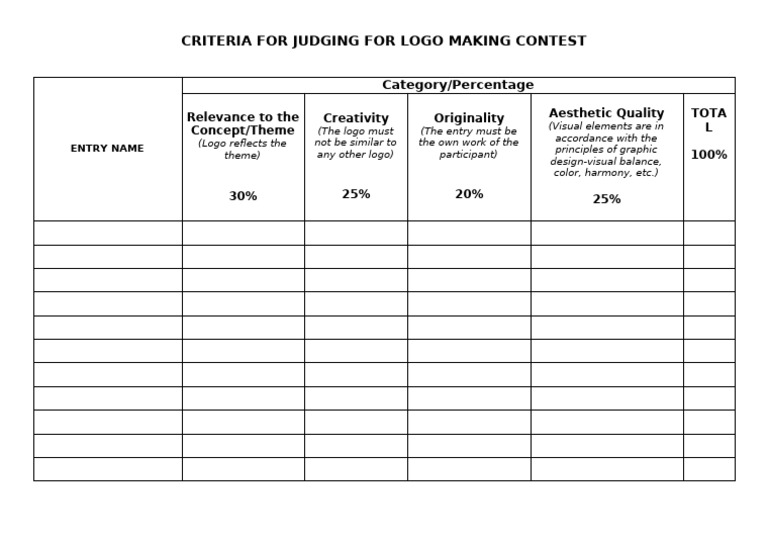 Criteria For Judging For Logo Making Contest | PDF