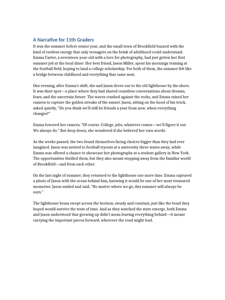 Summer of Change: Emma and Jason's Journey | PDF