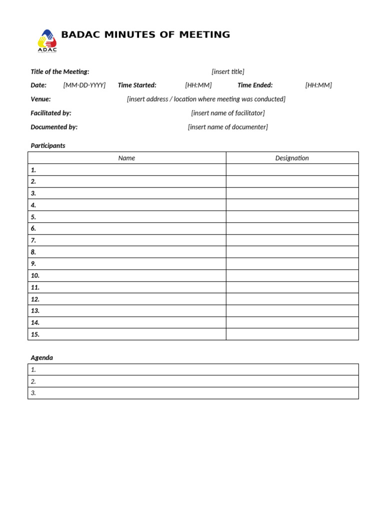 BADAC Form - Minutes of Meeting | PDF