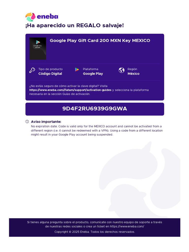 Google Play Gift Card 200 MXN Key MEXICO | PDF