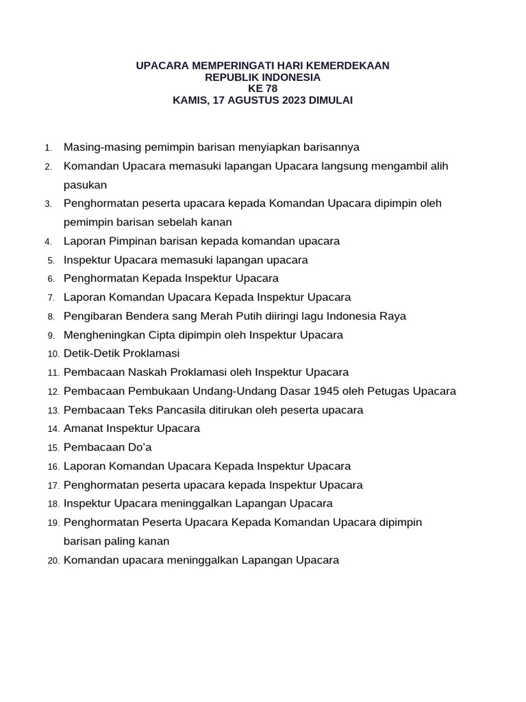 Susunan Upacara Hut Ri | PDF