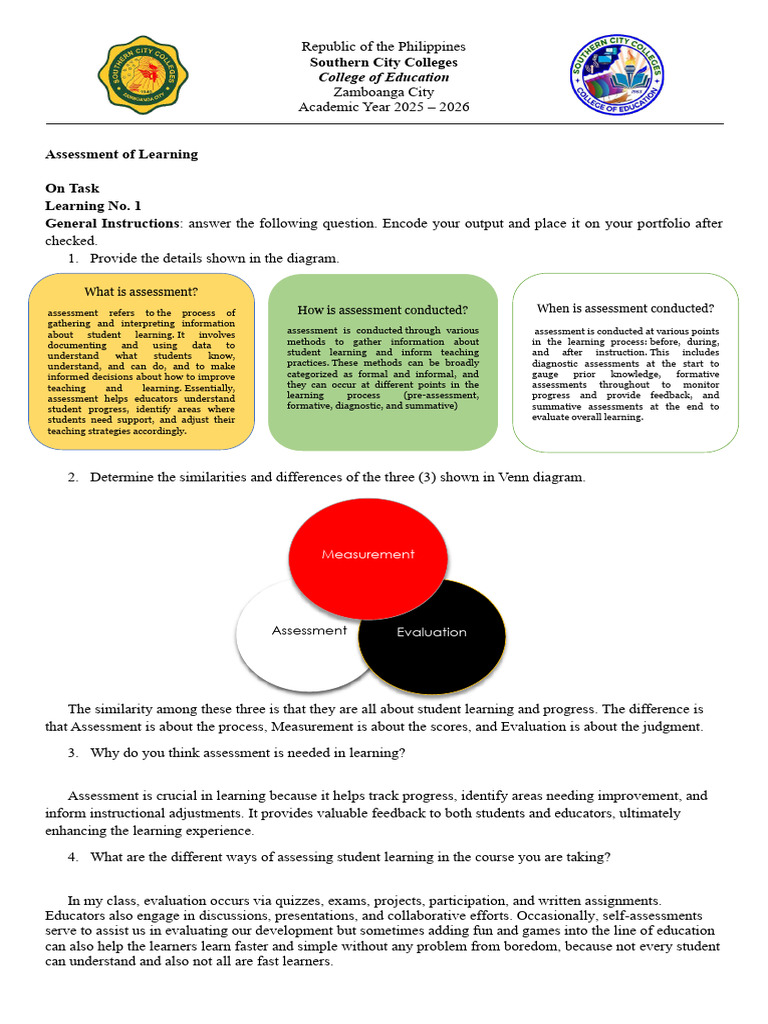 Learning Task 1 Arakama | PDF | Educational Assessment | Learning