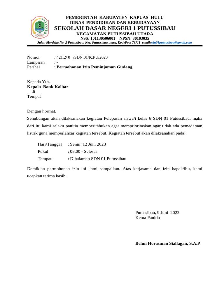 Surat Pinjam Tenda | PDF