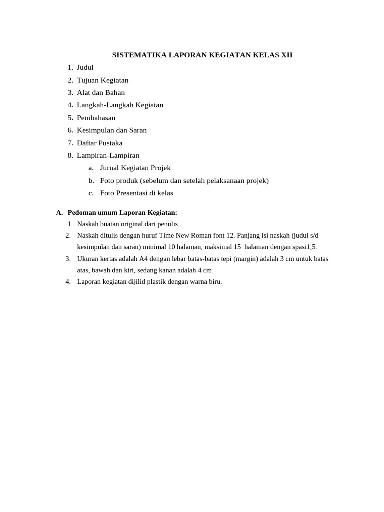 Sistematika Penulisan Laporan Kegiatan | PDF
