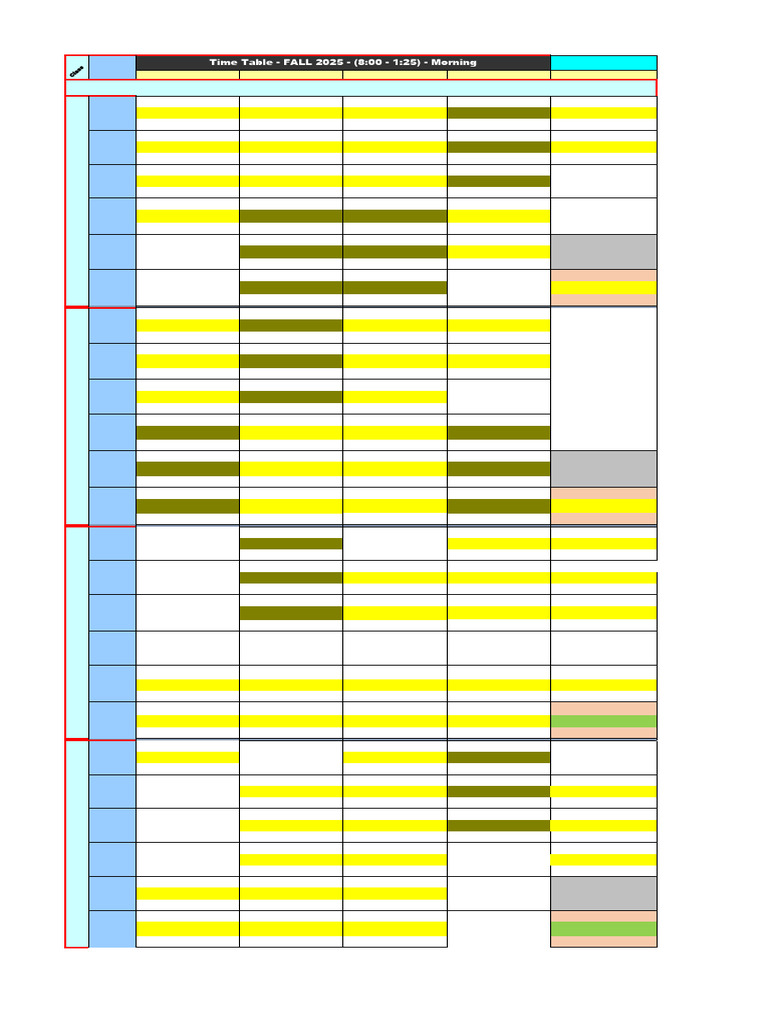Time Table - BSCS Morning - Fall 2025 | PDF | Mathematics | Computing