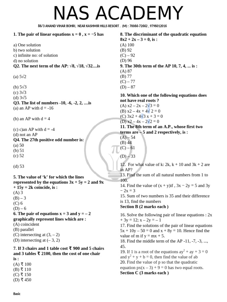 Maths Test 1 Basic Edited | PDF | Arithmetic | Discrete Mathematics