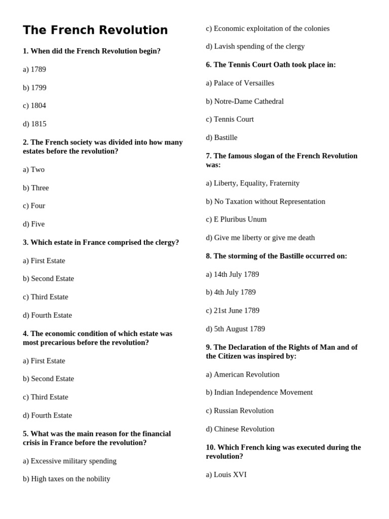 Key Facts About the French Revolution | PDF | French Revolution ...