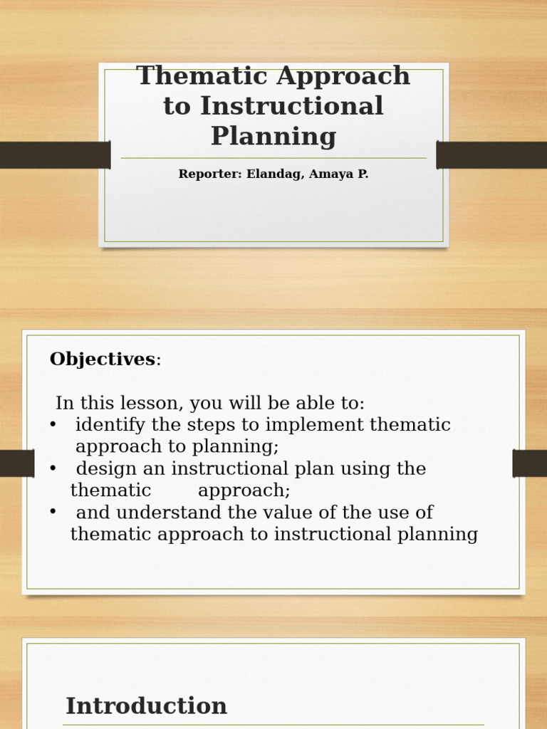 Thematic Approach to Instructional Planning | PDF