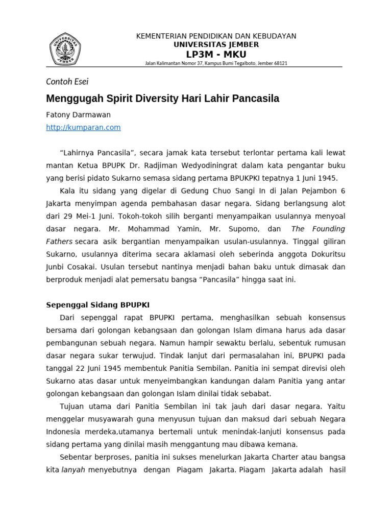 Contoh Esei Pancasila | PDF