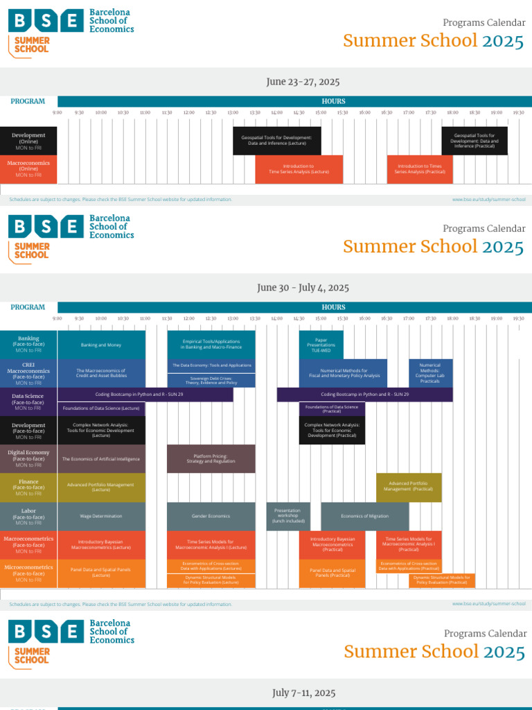 Summer School 2025 Program Schedule | PDF | Econometrics | Economics