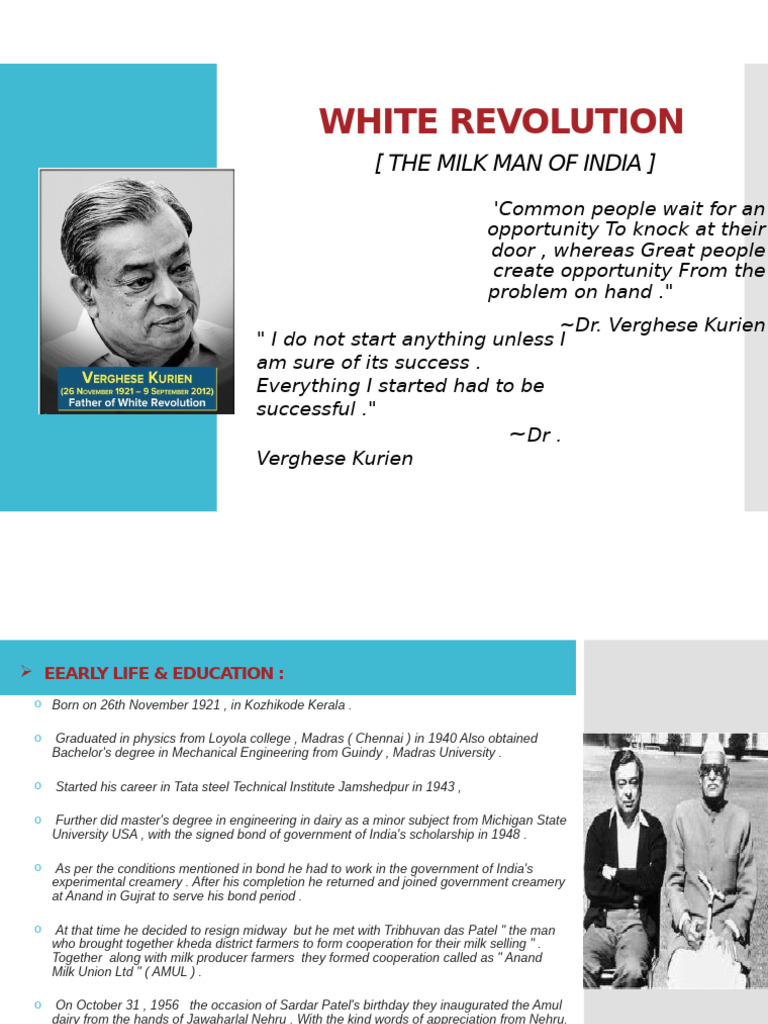 Verghese Kurien: Architect of White Revolution | PDF