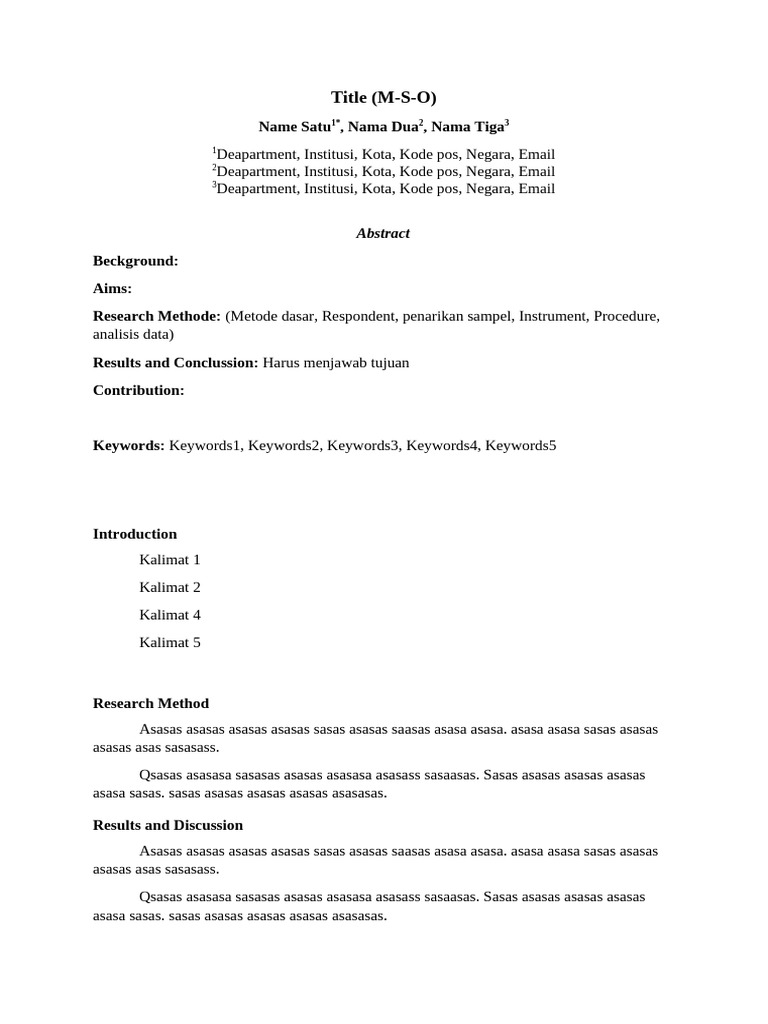 Tempalte Contoh Article | PDF