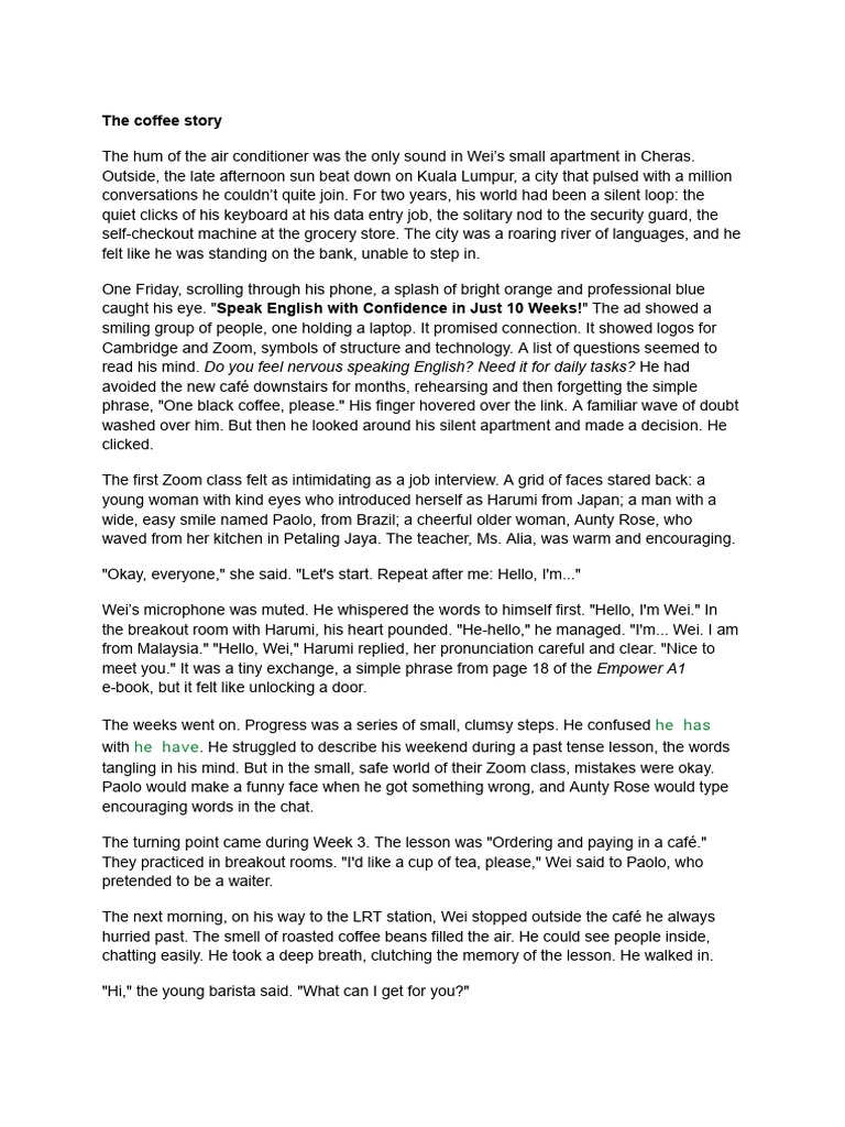 A Short Story For English Learner | PDF