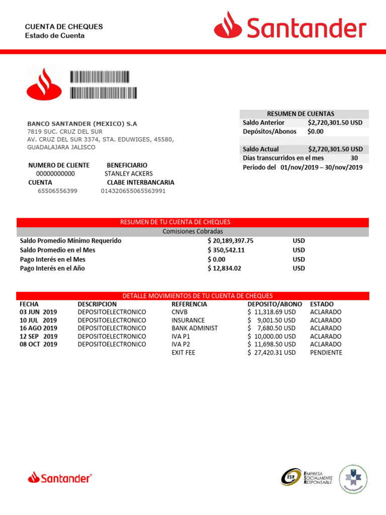 Santander Bank Statement | PDF