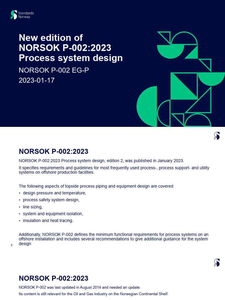 NORSOK P-002:2023 Process Design Update | PDF