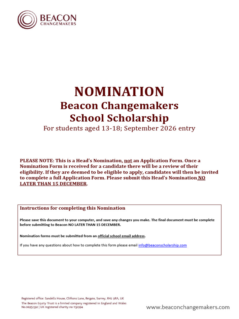 Beacon Changemakers Nomination Guide | PDF