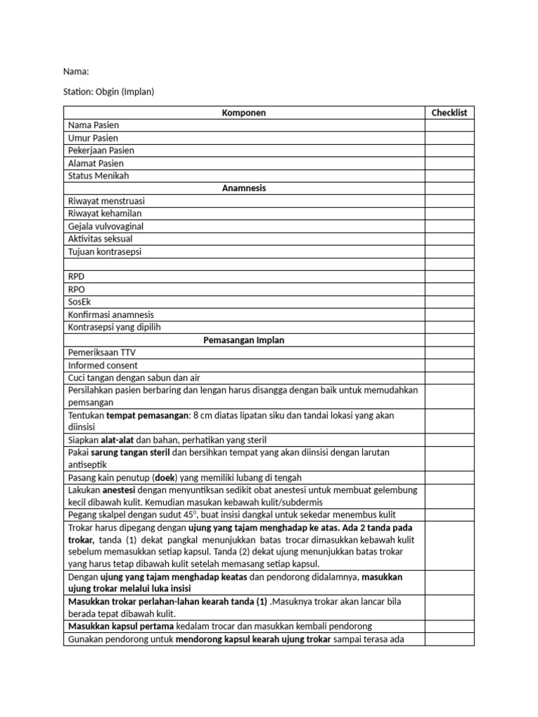 Panduan Pemasangan Implan Kontrasepsi | PDF