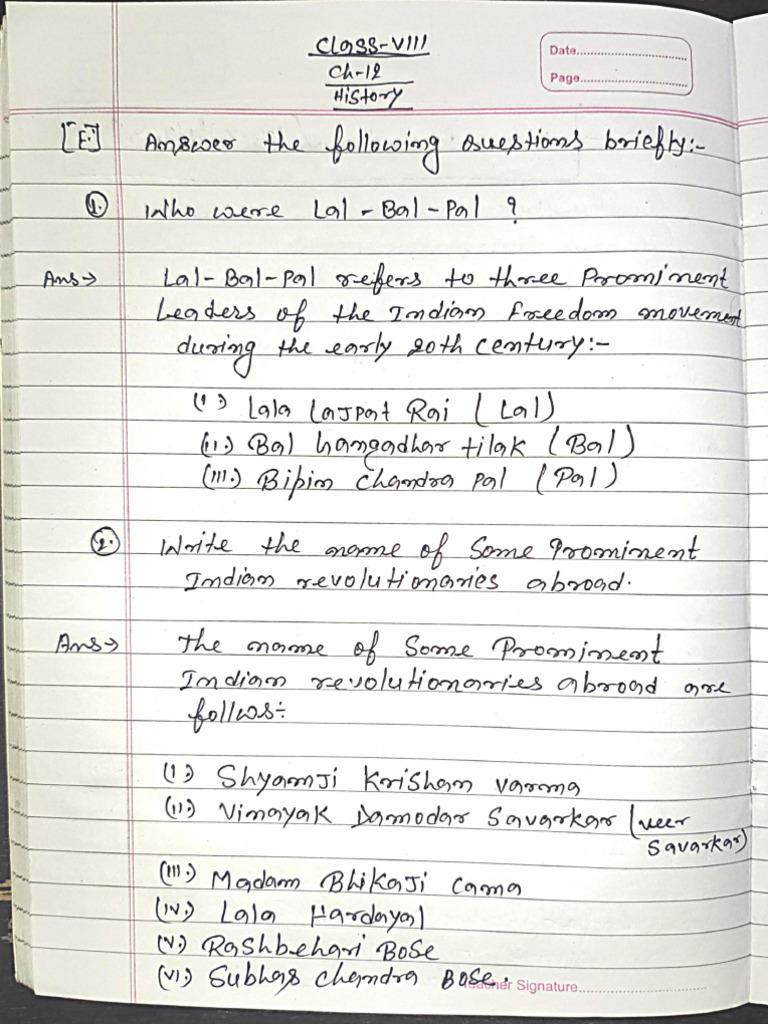 Class 8 (History CH - 12 Question Answer) | PDF