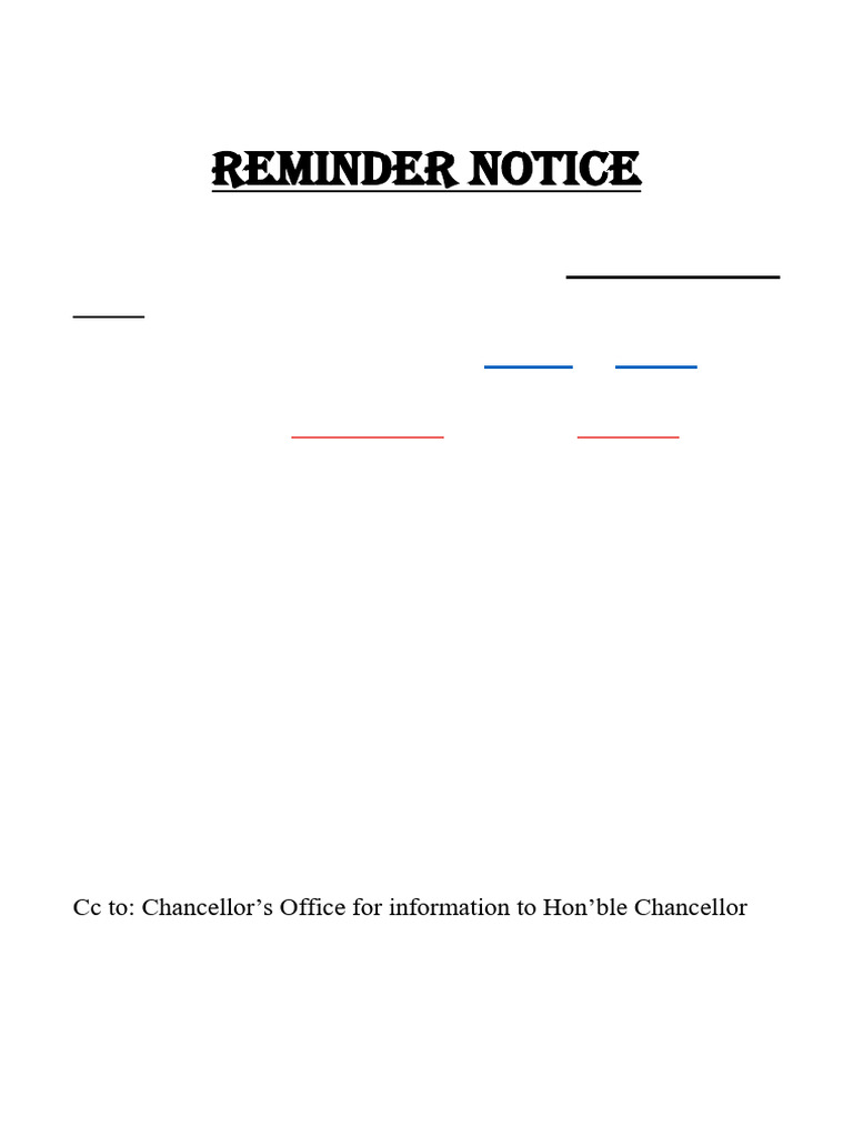 Reminder Notice Regarding Fee Submission | PDF