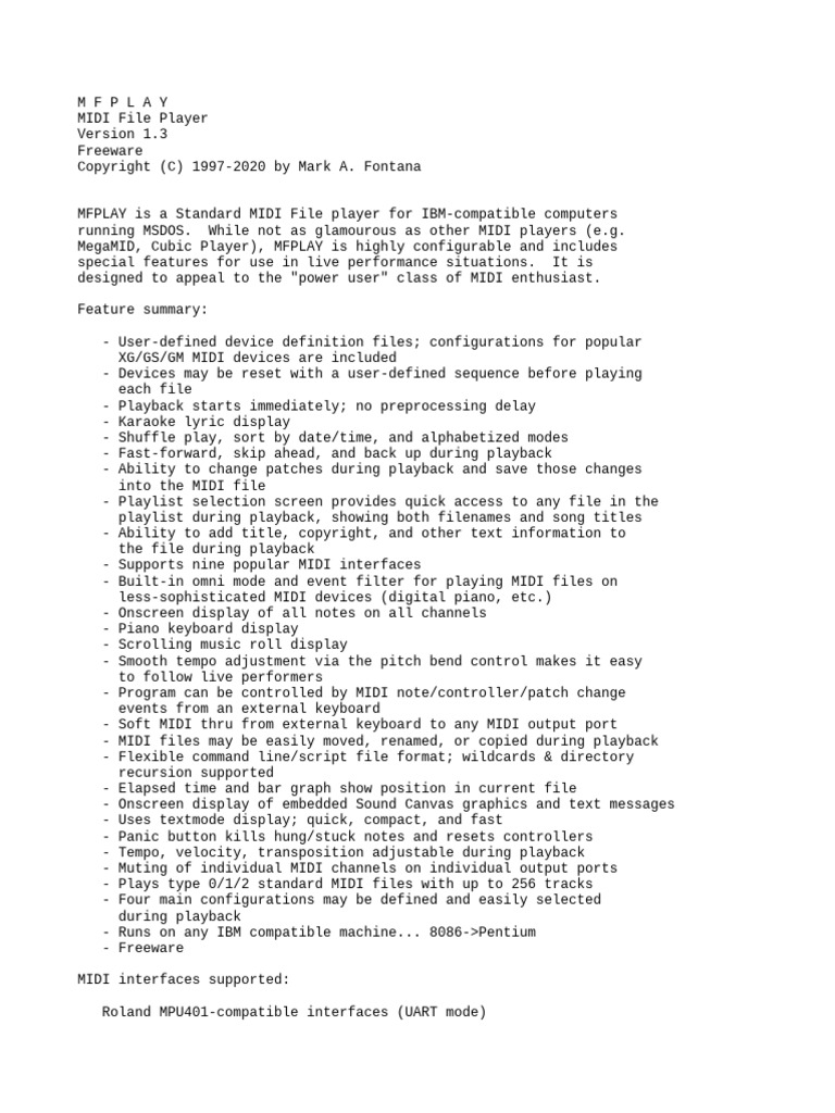 MFPLAY | PDF | Command Line Interface | Computer Architecture
