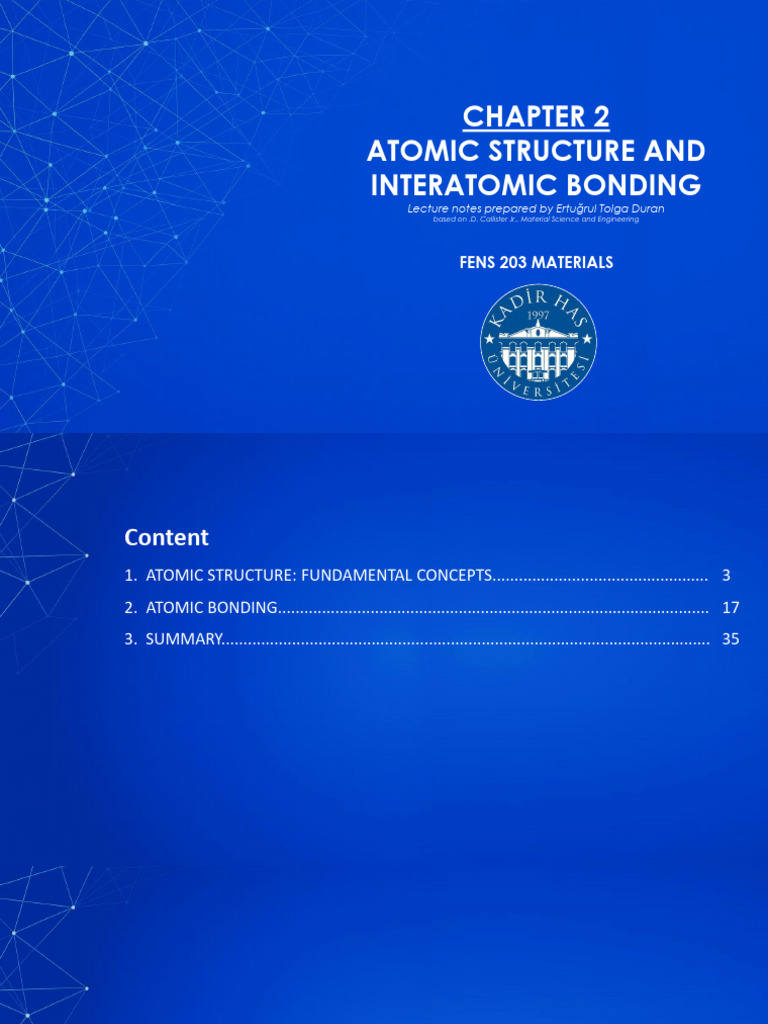 KHAS FENS203 Chapter 2 Atomic Struct and Interatomic Bonding | PDF ...