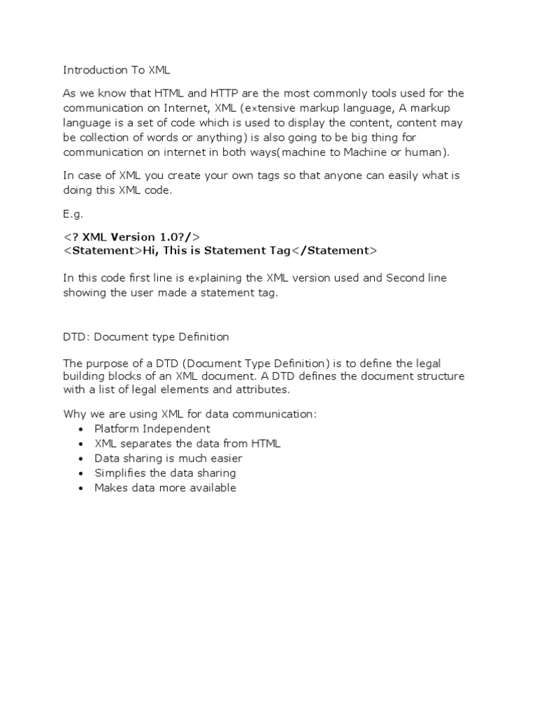 Introduction To XML | PDF | Html Element | Xml