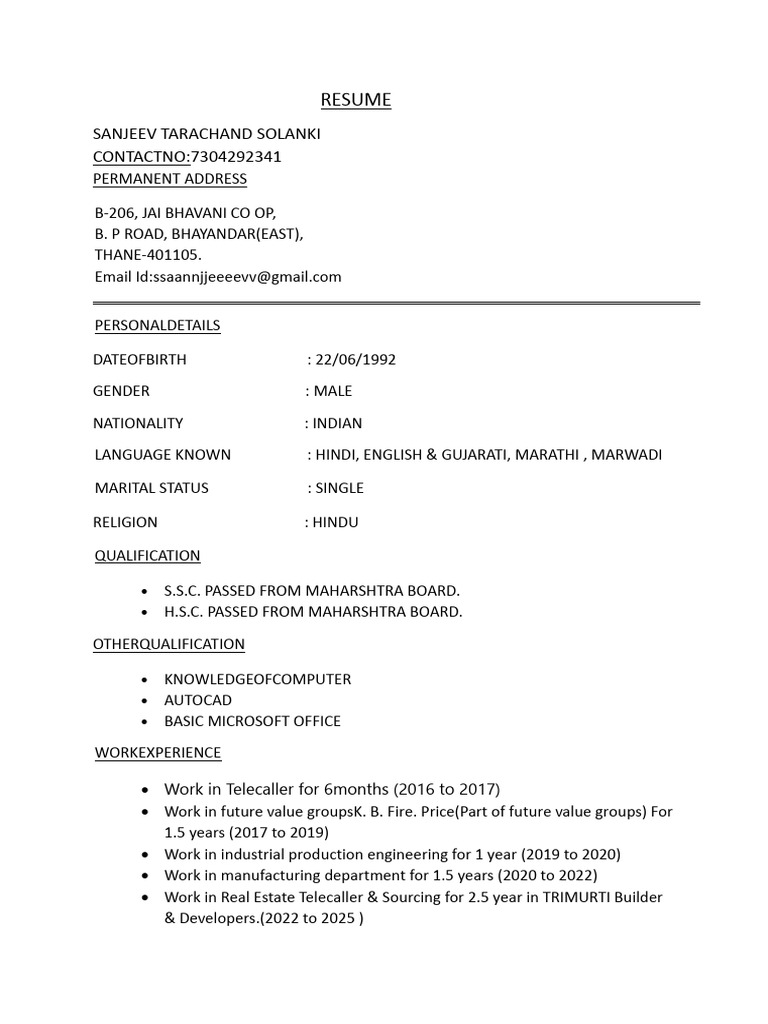 Resume Sanjeev Solanki | PDF
