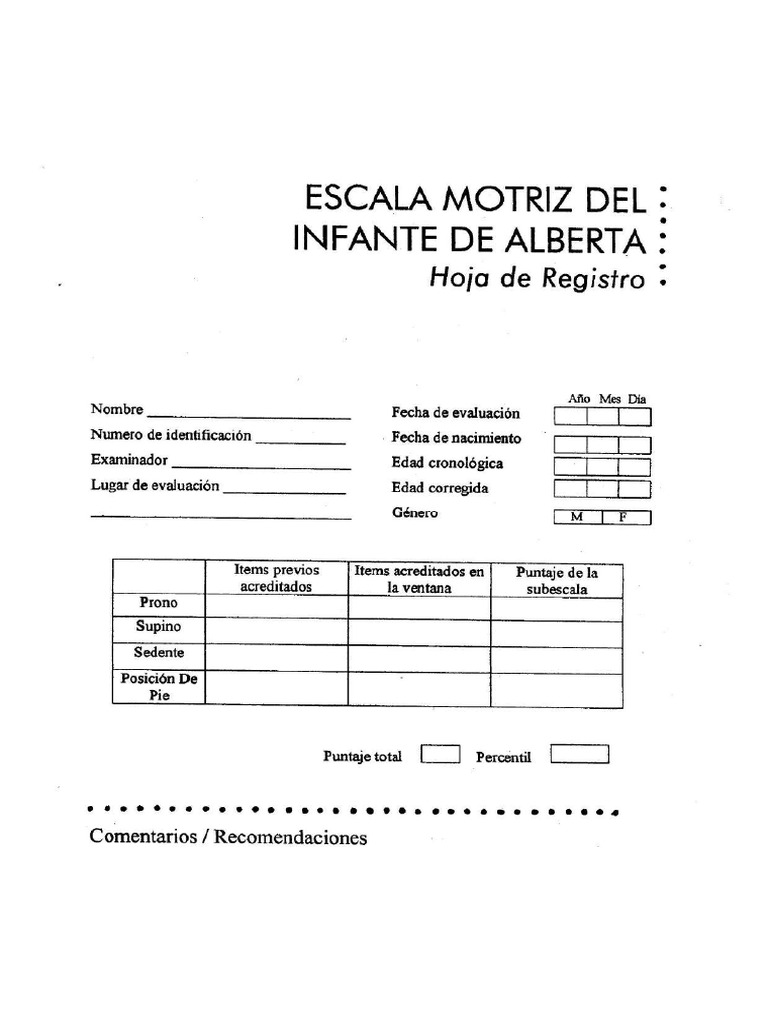 1.1. Alberta Infant Motor Scale AIMS - SI | PDF