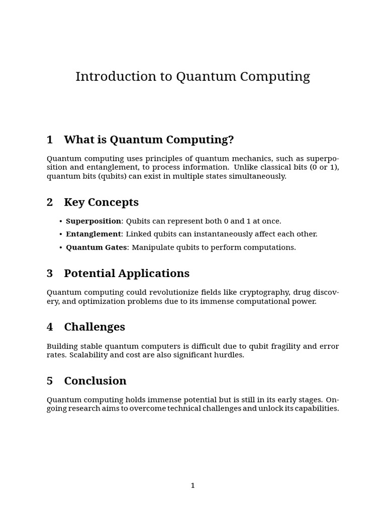 Introduction To Quantum Computing | PDF