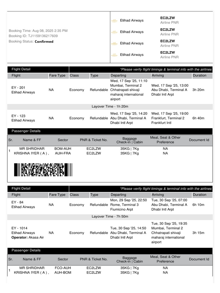 EY 1014: Akasa Air Flight Details | PDF | Transport | Civil Aviation