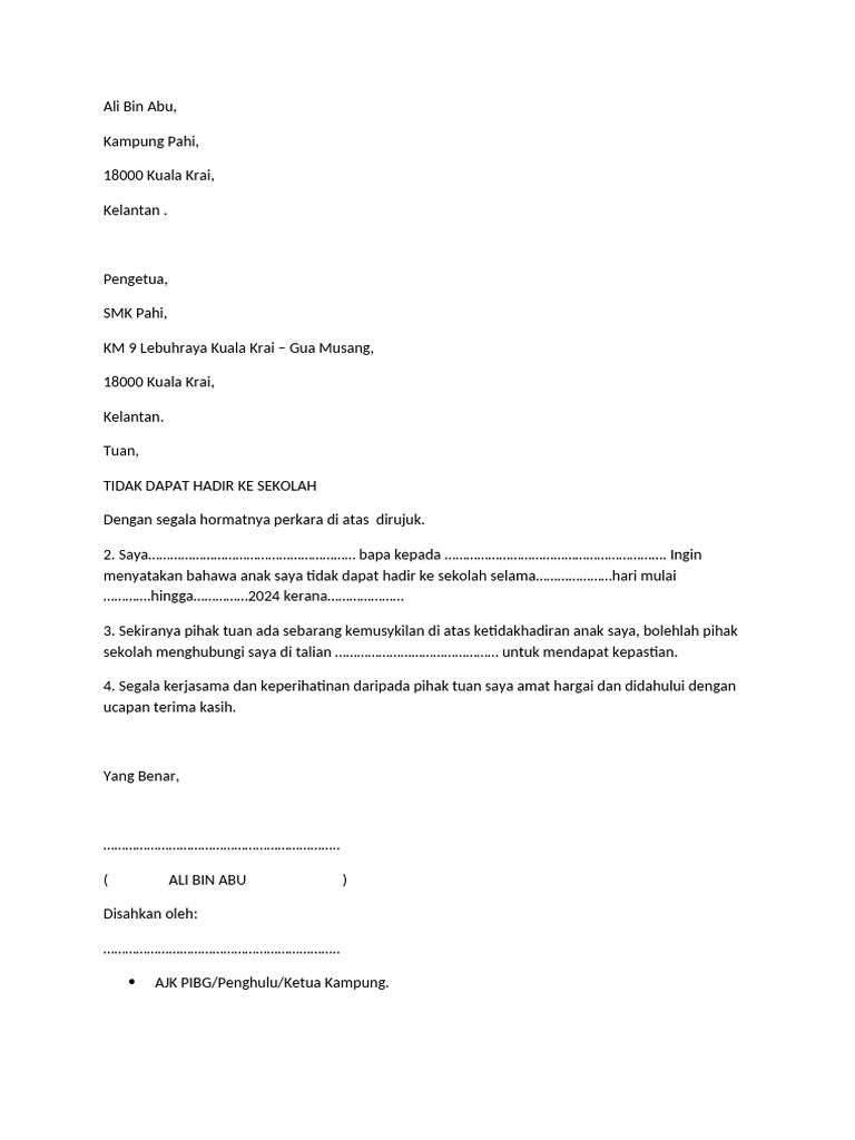 Contoh Surat TH | PDF