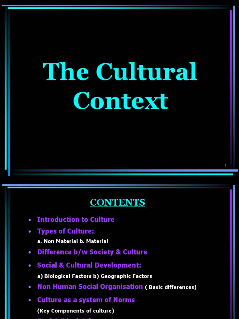 The Cultural Context | PDF | Norm (Social) | Sociocultural Evolution