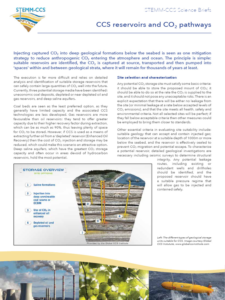STEMM CCS Reservoirs | PDF | Petroleum Reservoir | Carbon Capture And ...