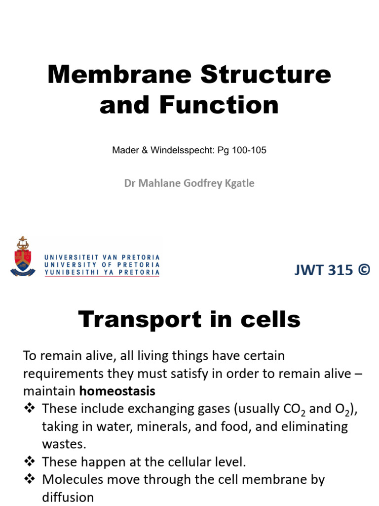 Membrane Stucture and Function JWT 315 | PDF | Cell Membrane | Osmosis