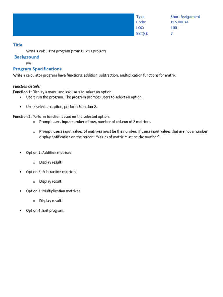 LAB211 Assignment: Title Background Program Specifications | PDF ...