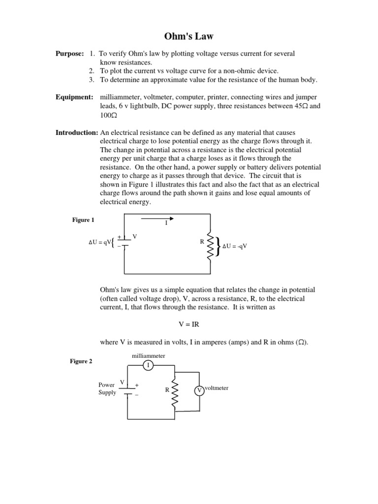 Ohms Law | PDF | Voltage | Electrical Resistance And Conductance