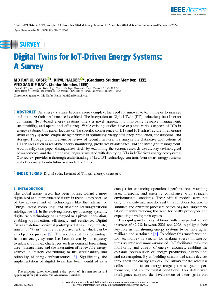 2024 Digital Twins for IoT-Driven Energy Systems a Survey | PDF ...