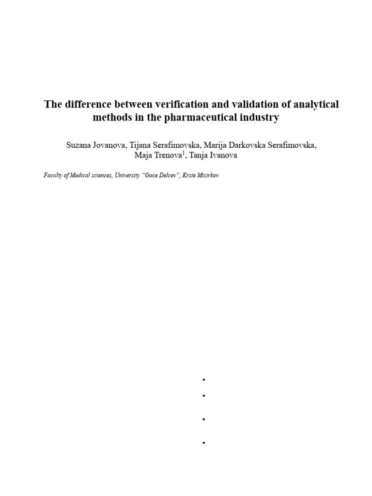 Difference Between Validation and Verification of Analytical Method | PDF | Verification And ...